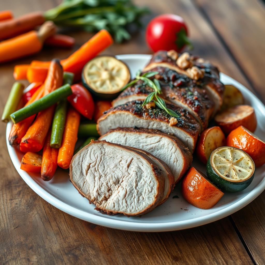 Healthy Pork Tenderloin with Roasted Vegetables Recipe