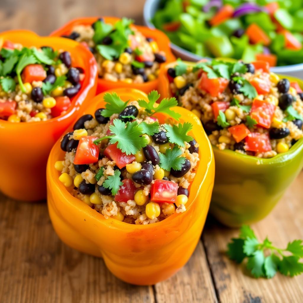 Healthy Quinoa and Black Bean Stuffed Peppers Recipe